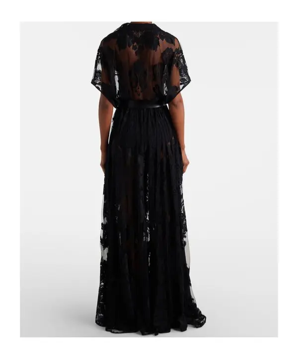 Norma Kamali Floral Lace Maxi Dress