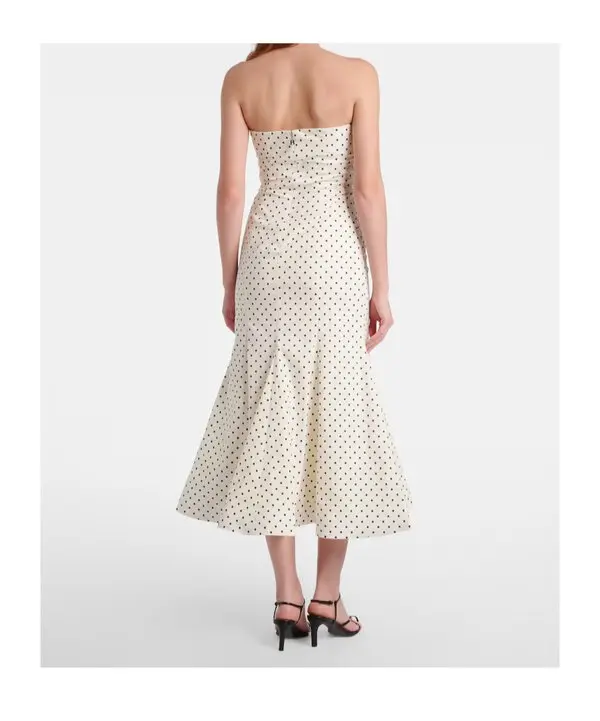ROTATE BY BIRGER CHRISTENSEN Amadelle Strapless Polka Dot Cotton-blend Midi Dress