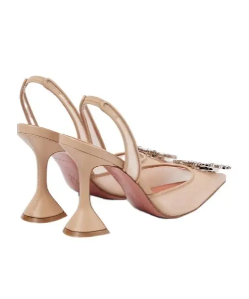 Amina Muaddi Mesh Slingback Pumps