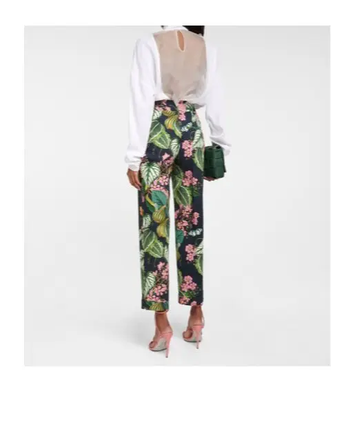 Oscar De La Renta Printed Cropped Straight Leg Pants