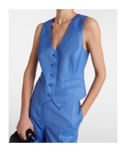 Gabriela Hearst Coleridge Wool, Silk, And Linen Vest - Blue