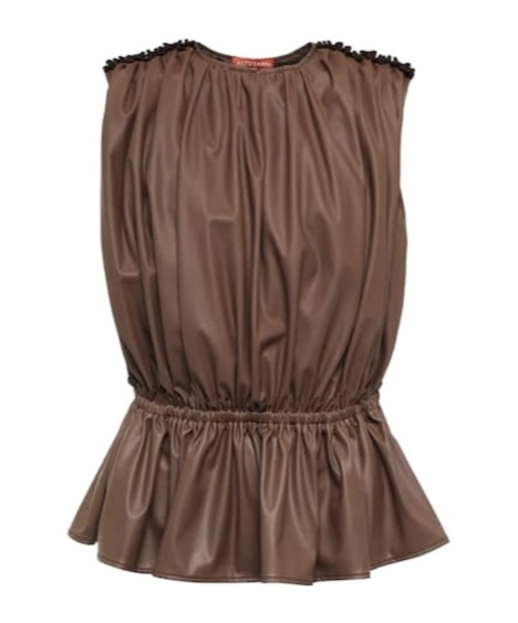 Altuzarra Baldur Pleated Peplum Top - Brown
