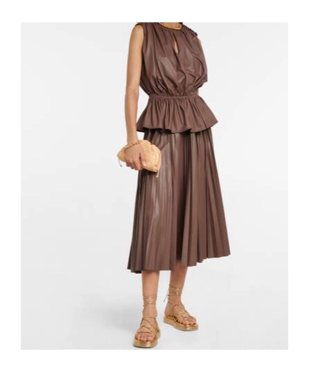 Altuzarra Sleeveless Faux Leather Peplum Top