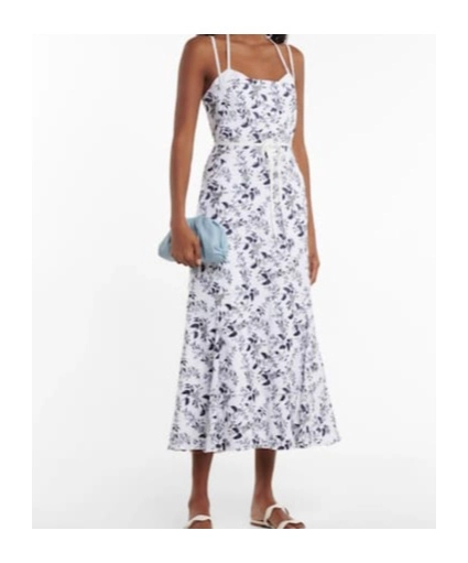 Erdem Embroidered Linen Midi Dress