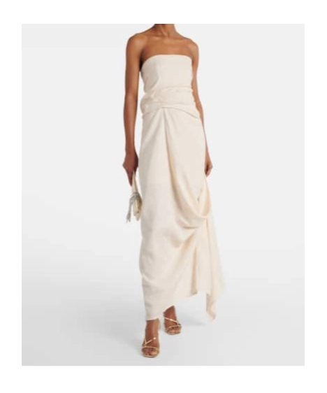 Staud Caravaggio Draped Linen Maxi Dress - White