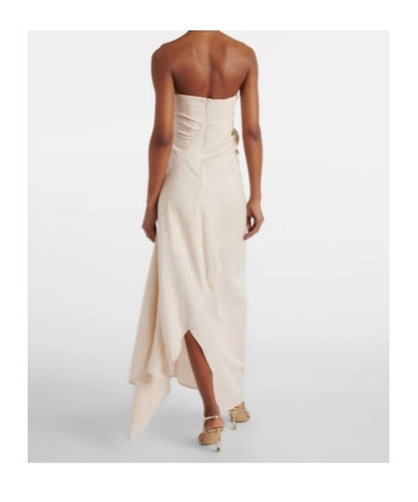 Staud Caravaggio Draped Linen Maxi Dress - White