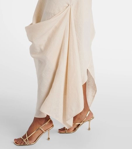 Staud Caravaggio Draped Linen Maxi Dress - White