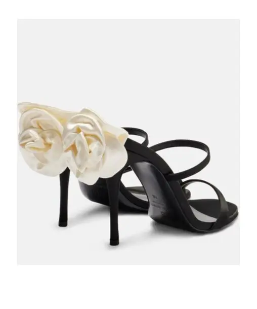 Magda Butrym Floral Appliqué Satin Stiletto Sandals