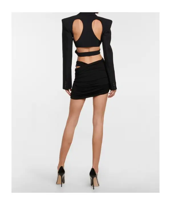MUGLER Ring-detail Ruched Jersey Miniskirt