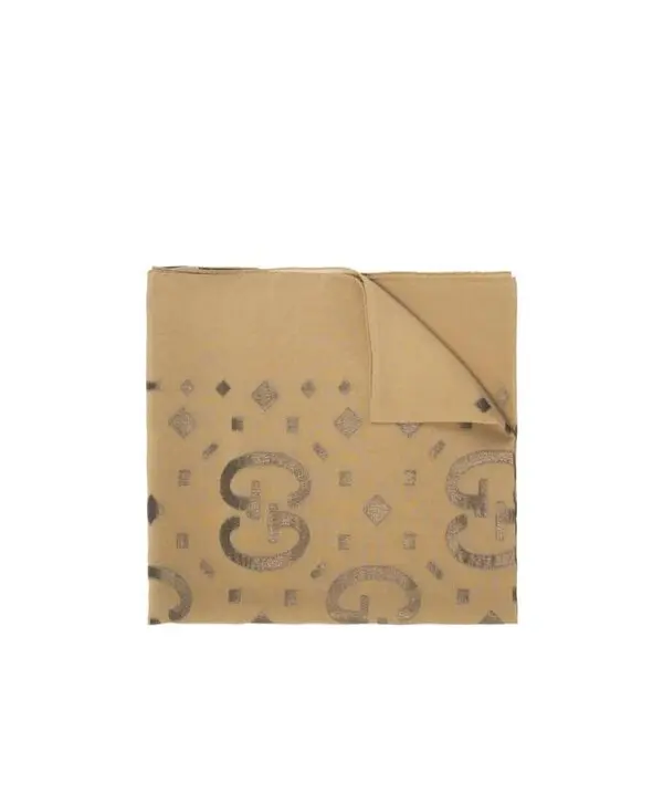 Gucci Gg Logo Rectangle Scarf - Beige