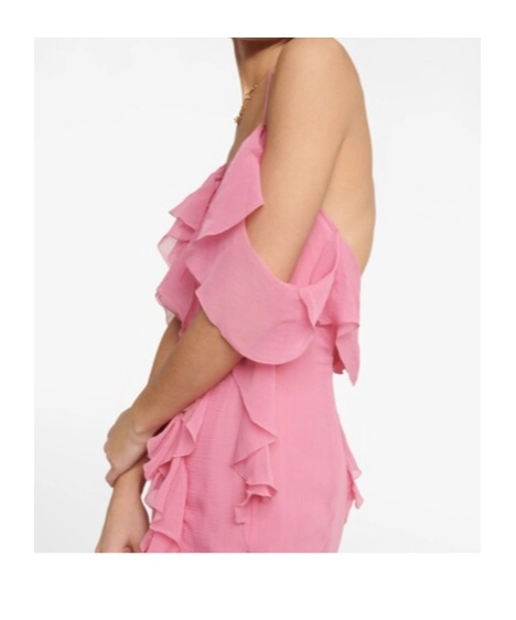 Blumarine Ruffle Cotton And Silk Maxi Dress