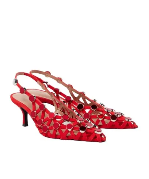 Attico Embellished Leather Slingback High-heeled Sandals