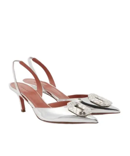 Amina Muaddi High Heels With Rhinestone Buckle - White