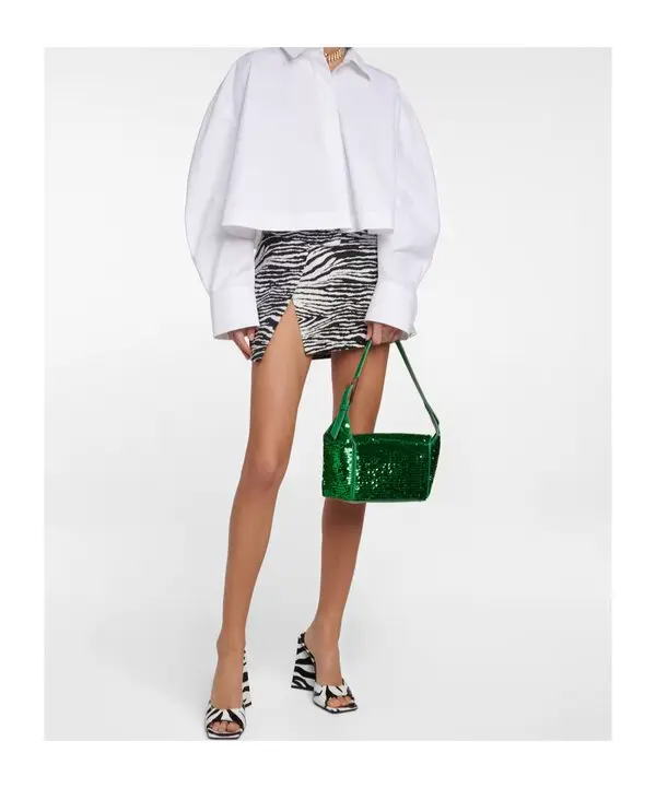 Attico 7/7 Sequined Leather Shoulder Bag