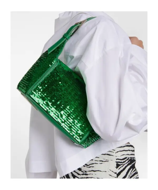 Attico 7/7 Sequined Leather Shoulder Bag