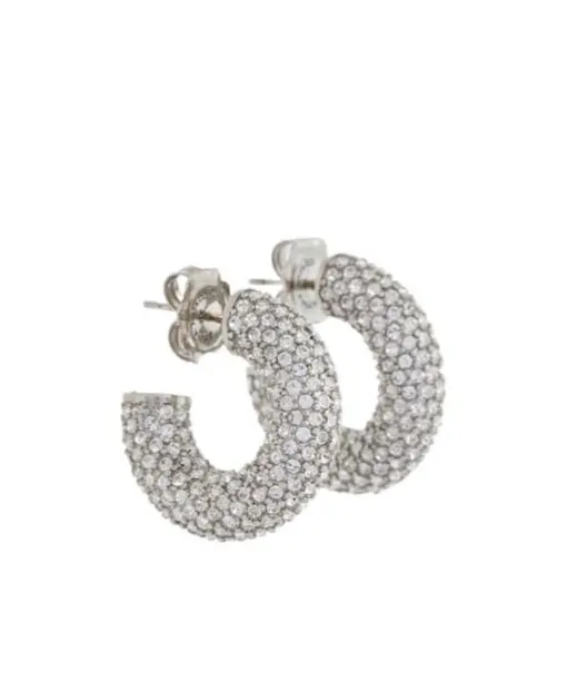 Amina Muaddi Cameron Mini Embellished Earrings - Gray