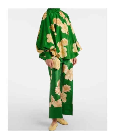 ALEMAIS Sage Floral Silk Blouse