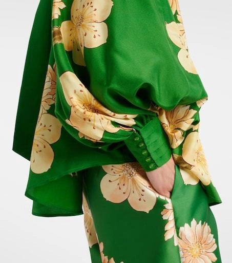 ALEMAIS Sage Floral Silk Blouse