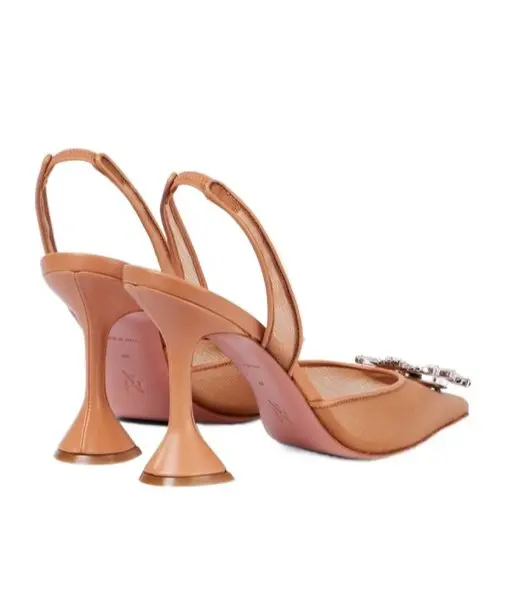 Amina Muaddi Mesh Slingback Pumps