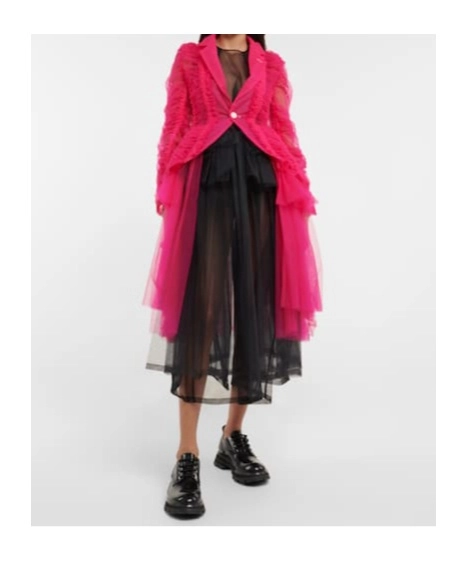 Comme Des Garçons Ruched Tulle Blazer Dress