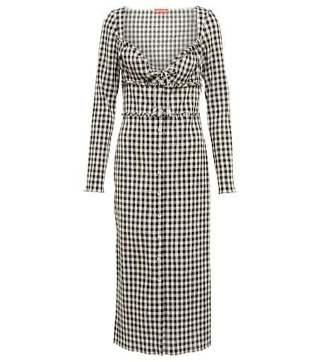 Altuzarra Himalia Gingham Cotton And Silk Dress - Gray