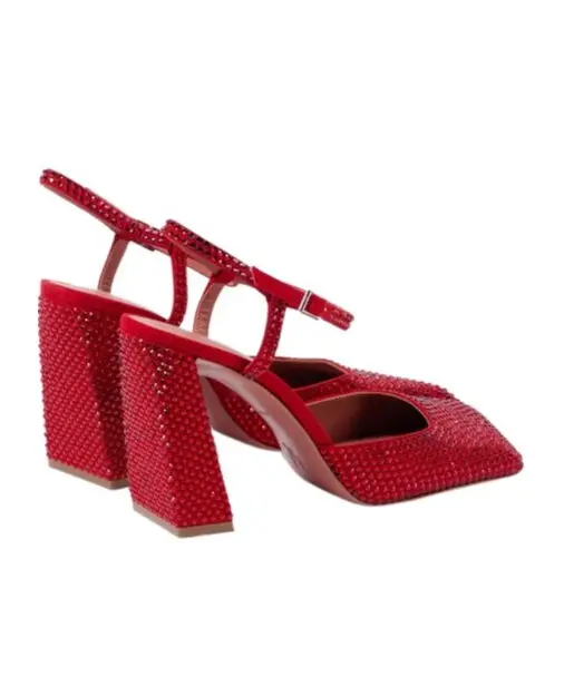 Amina Muaddi Block Heel Slingback Fully Covered