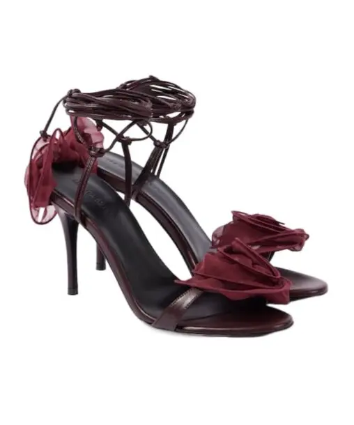 Magda Butrym 90 Floral-appliqué Leather Sandals - Black