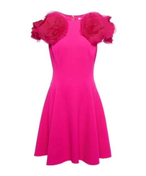 Oscar De La Renta Tulle-shoulders Wool-blend Minidress - Pink