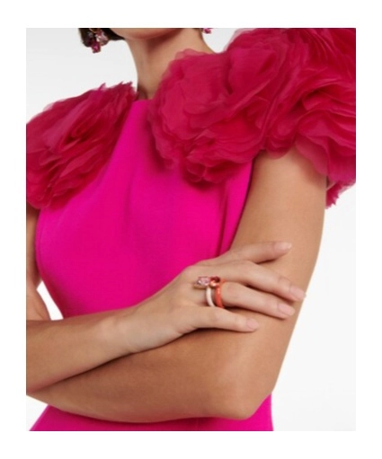 Oscar De La Renta Tulle-shoulders Wool-blend Minidress