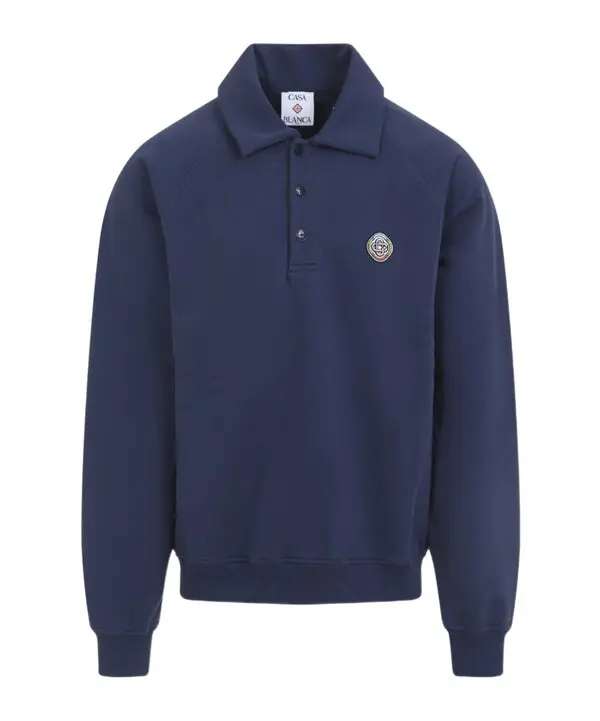 Casablanca Logo Patch Polo Shirt - Blue