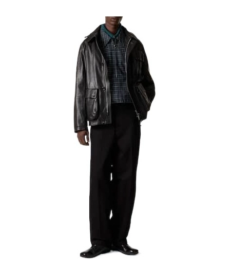 C.P. COMPANY Solid Color Leather Jacket