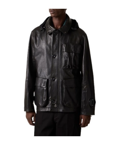 C.P. COMPANY Solid Color Leather Jacket