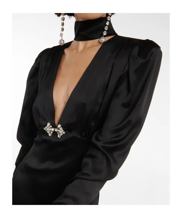 Alessandra Rich Embellished Silk Satin Gown