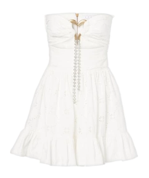 AREA Draped Cotton Minidress - White
