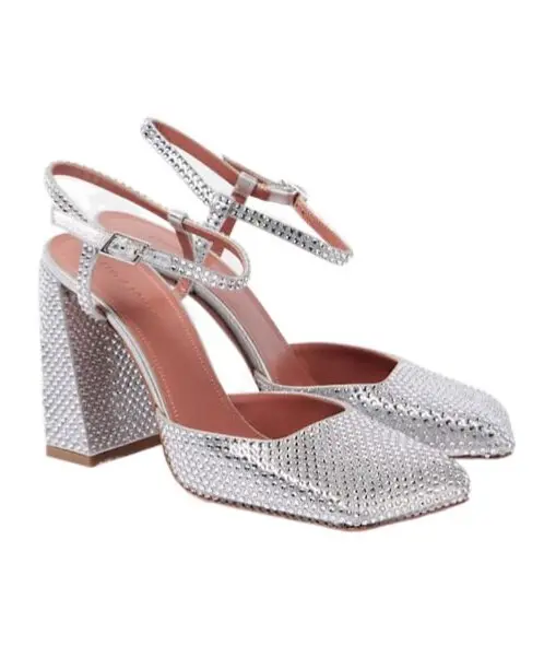 Amina Muaddi Charlotte Crystal-embellished Satin Pumps