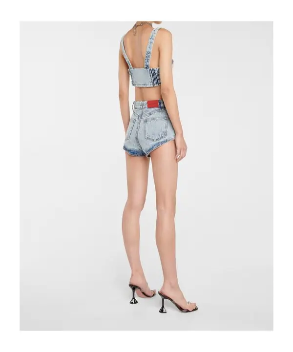 Alessandra Rich Crystal-embellished Denim Bustier