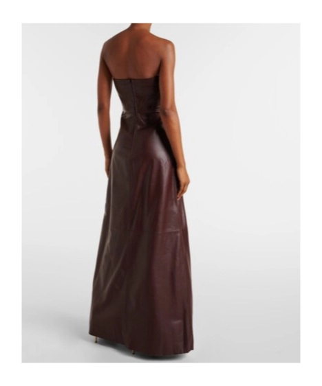 Dodo Bar Or Strapless Plunge Sweetheart Neck Leather Maxi Dress