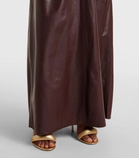 Dodo Bar Or Strapless Plunge Sweetheart Neck Leather Maxi Dress