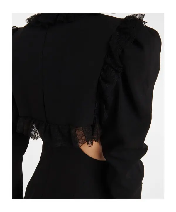 Alessandra Rich Lace-trimmed Wool-blend Minidress