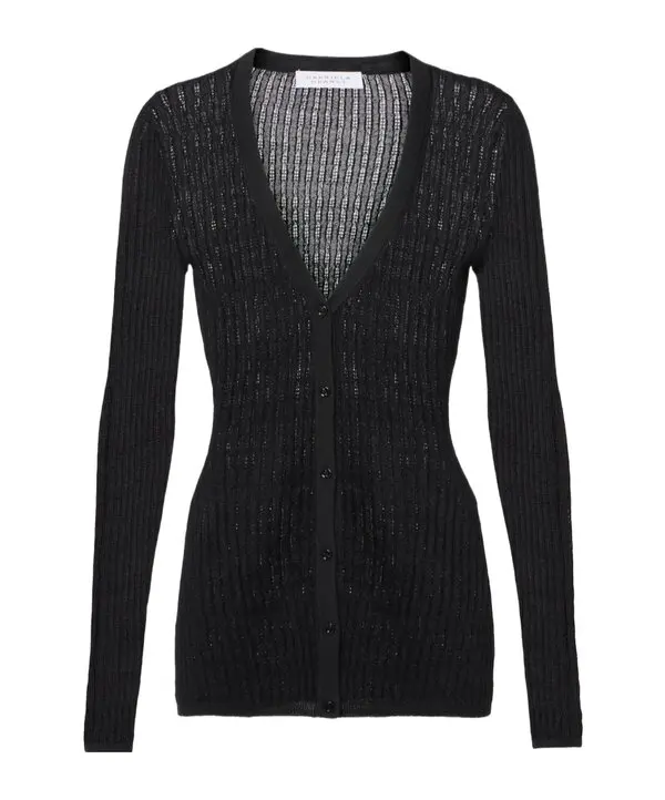Gabriela Hearst Emma Pointelle Cashmere And Silk Cardigan - Black