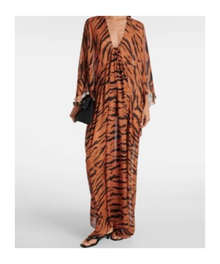 ADRIANA DEGREAS X Sabine Getty Printed Silk Kaftan