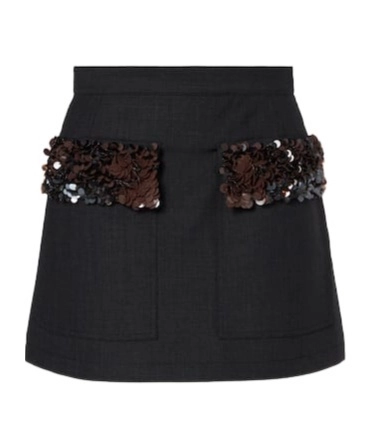 Plan C Sequined Wool-blend Miniskirt
