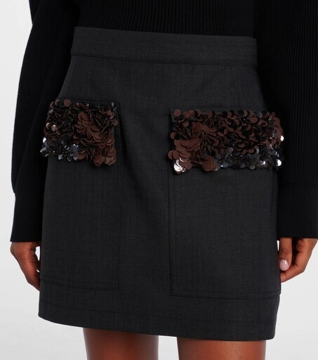 Plan C Sequined Wool-blend Miniskirt