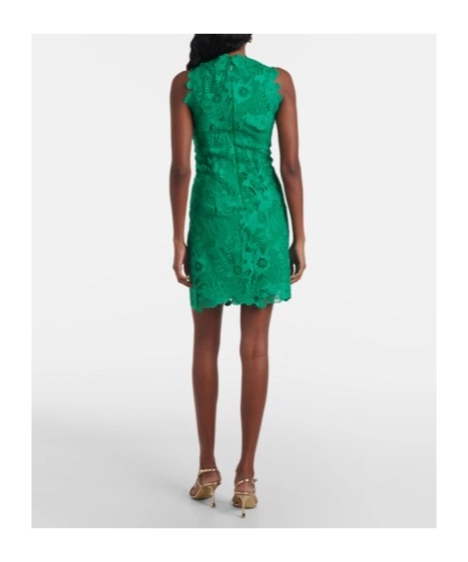 Monique Lhuillier Floral Lace Sleeveless Crew Neck Minidress - Green