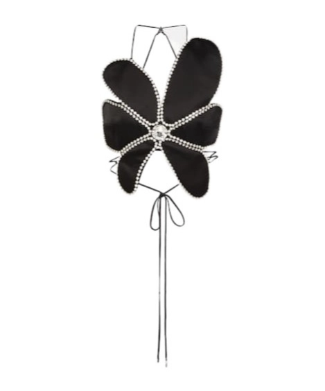 AREA Crystal-embellished Halterneck Top