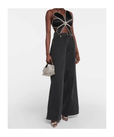 AREA Crystal-embellished Halterneck Top