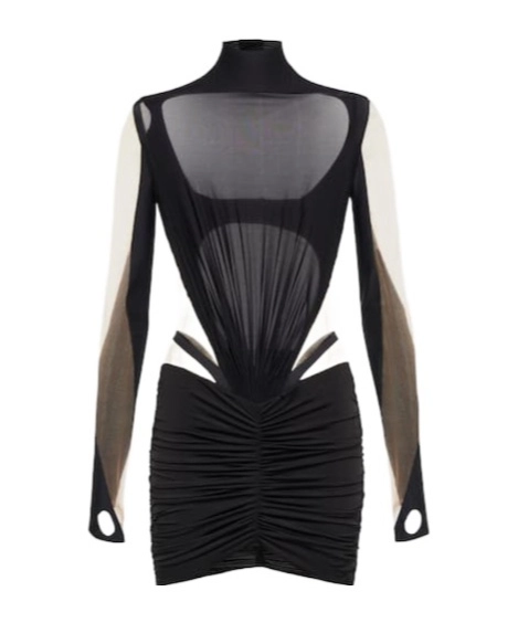 MUGLER Mesh And Jersey-paneled Minidress - Black
