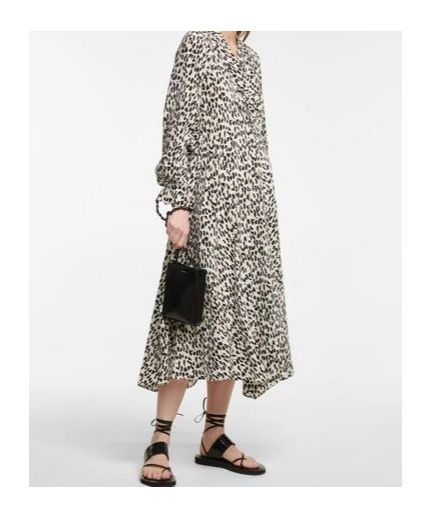 Dorothee Schumacher Long Sleeve Printed Draped Midi Dress