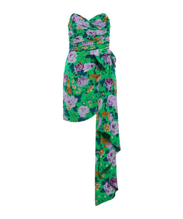 Alessandra Rich Floral Silk Bustier Minidress