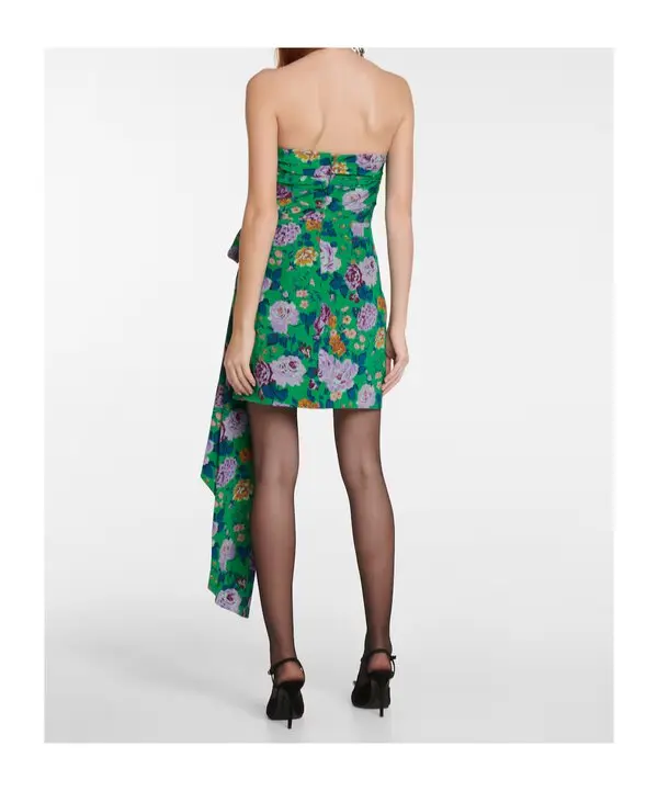Alessandra Rich Floral Silk Bustier Minidress